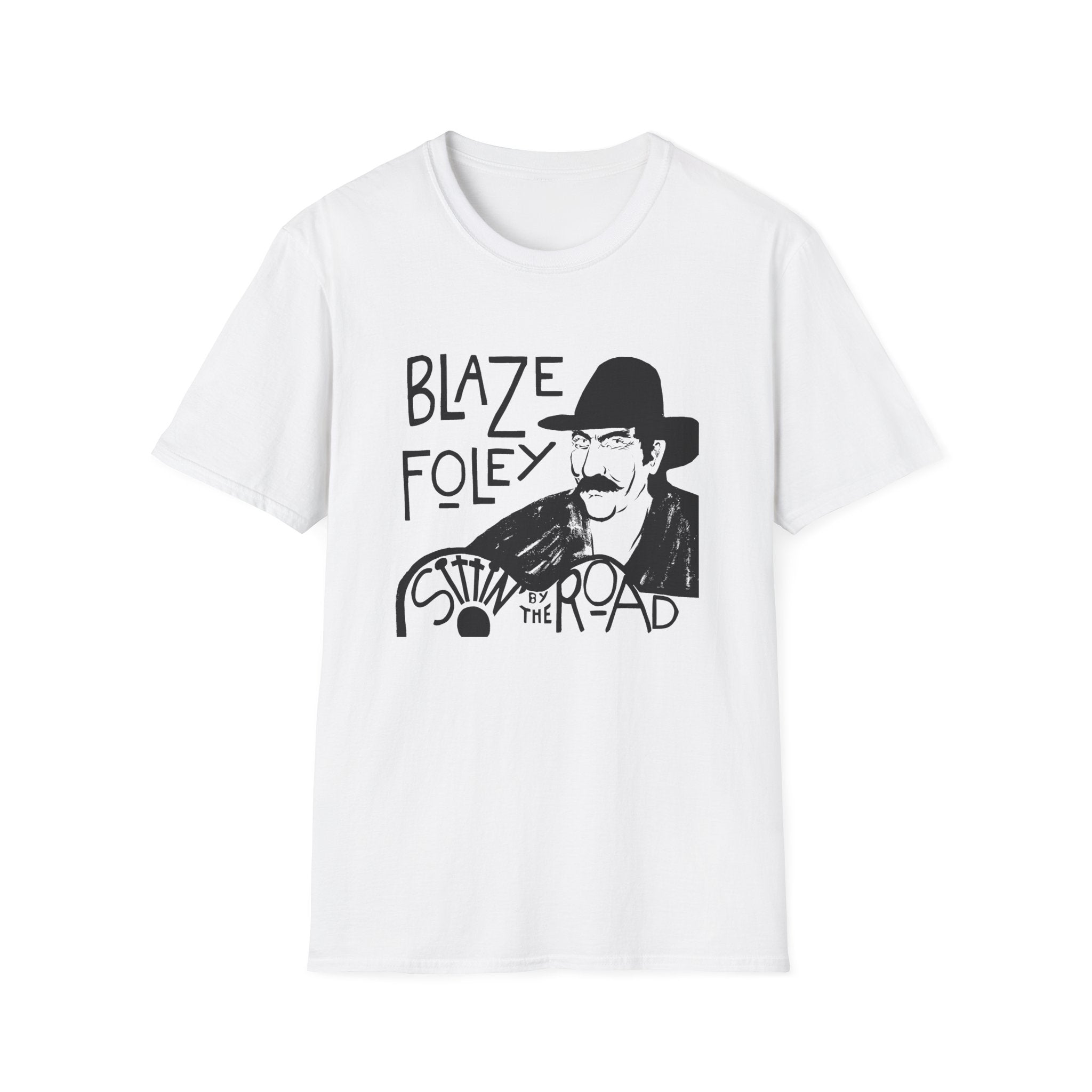blaze foley sittin' by the road black stencil fan art tshirt – whatmart