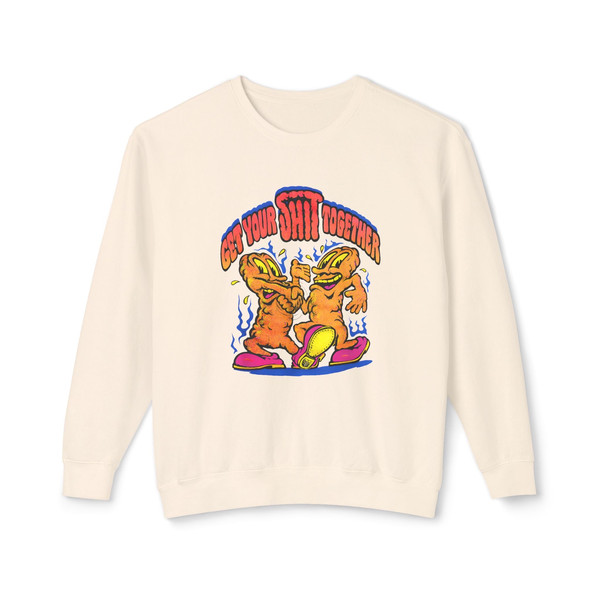 1970s graphic get your shit together two shits shaking hands 100% cott ...